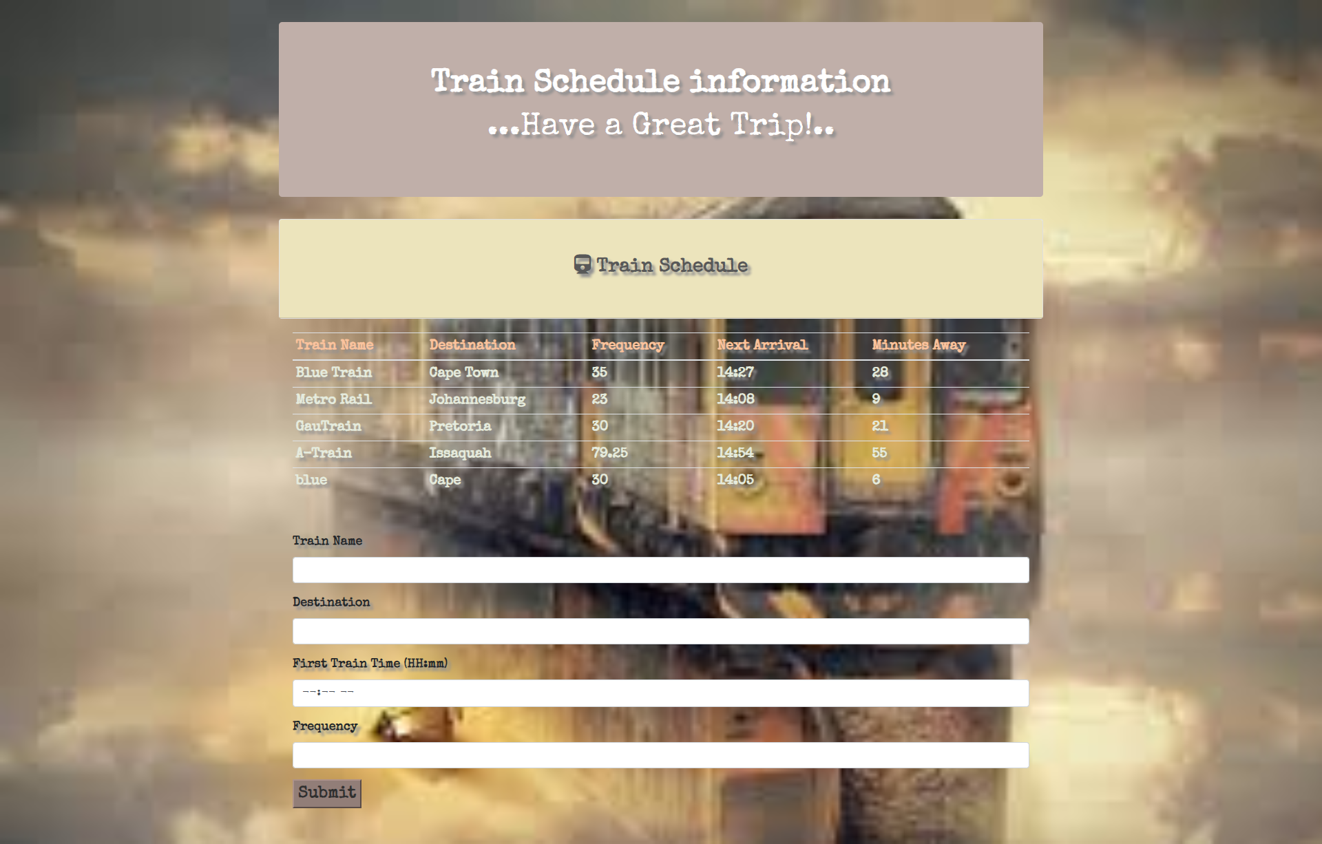 GitHub - Heidijvr/Train-Scheduler